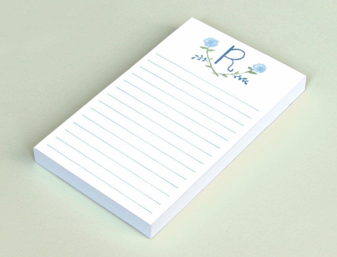 Monogram Floral Notepad 100 Sheets Custom Monogrammed | Etsy