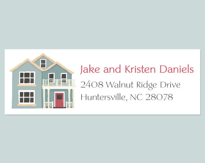 Return Address Label Sticker With House Illustration - Etsy