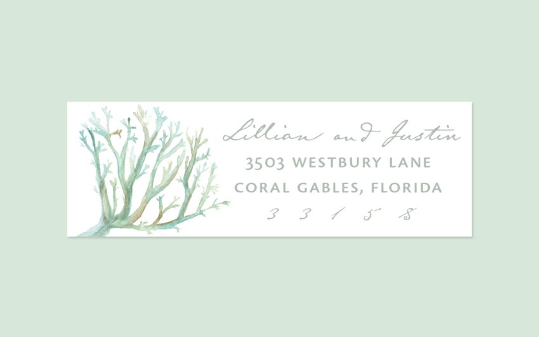Beach Return Address Label Coral Return Address Labels Beach - Etsy