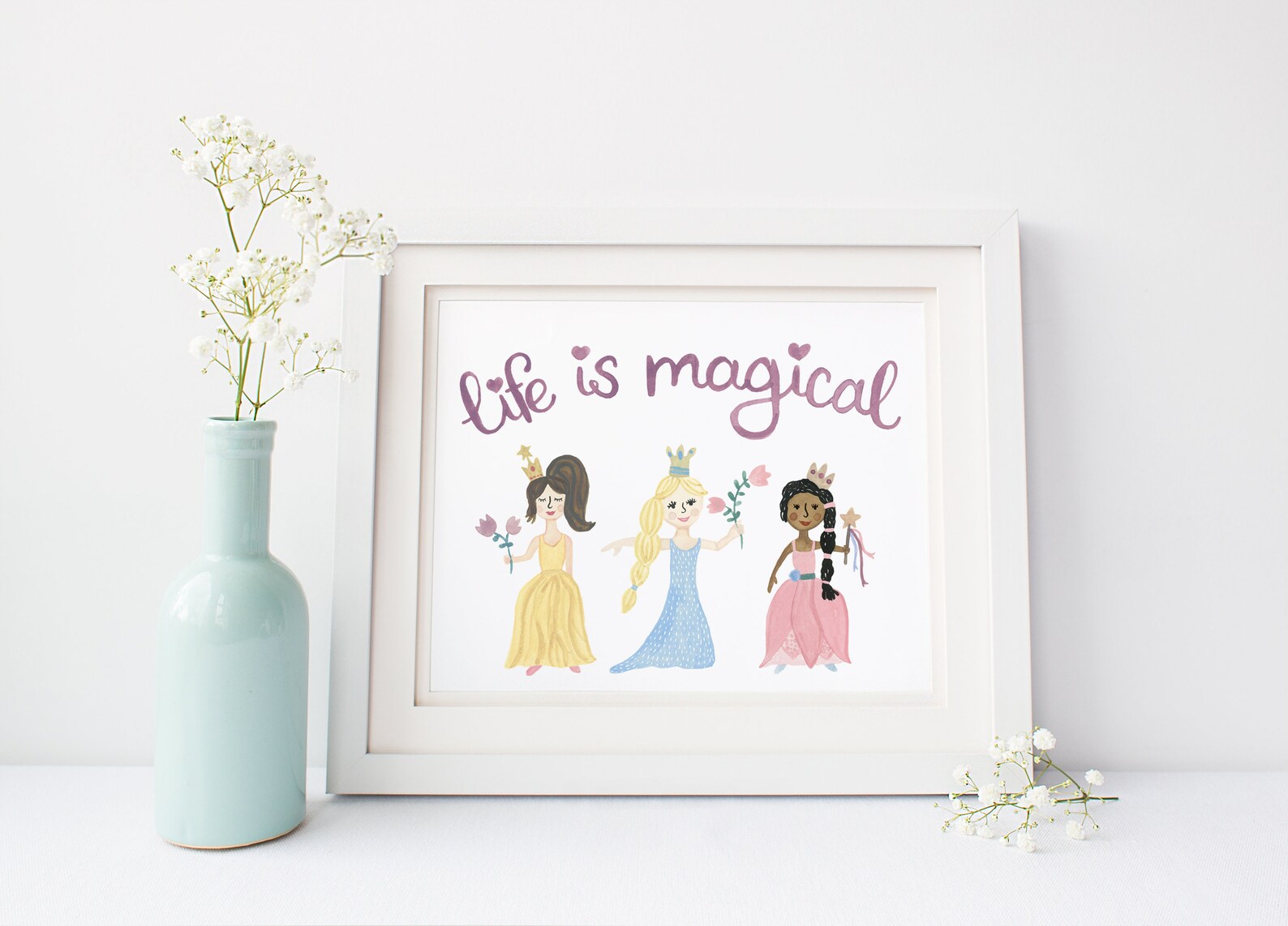 Princess Art Print Princess Wall Art Watercolor Princess - Etsy