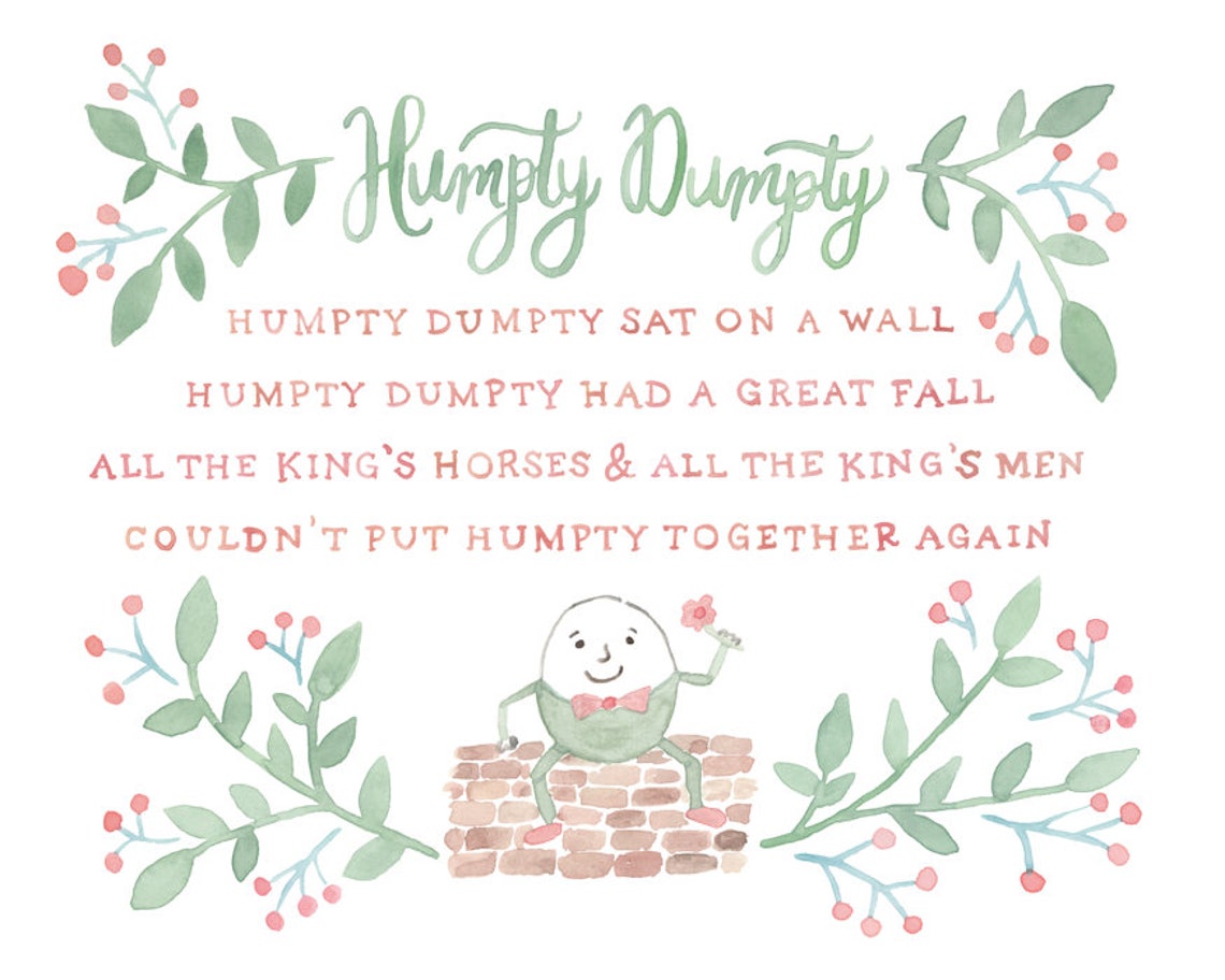 Nursery Rhyme Art Print Nursery Art Print Humpty Dumpty Art | Etsy