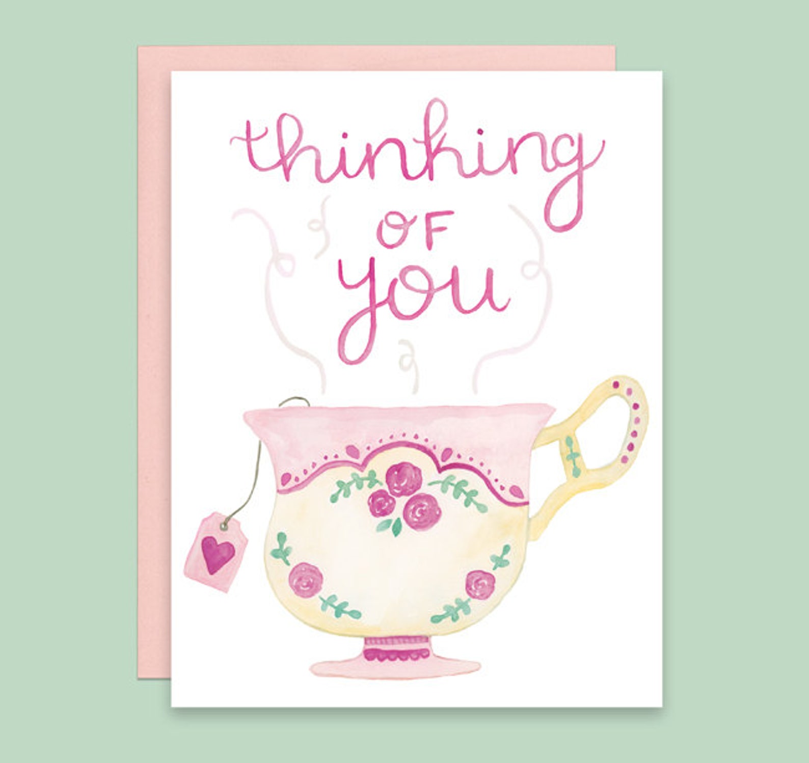 Thinking of You Card Tea Greeting Card Teacup Greeting Card - Etsy