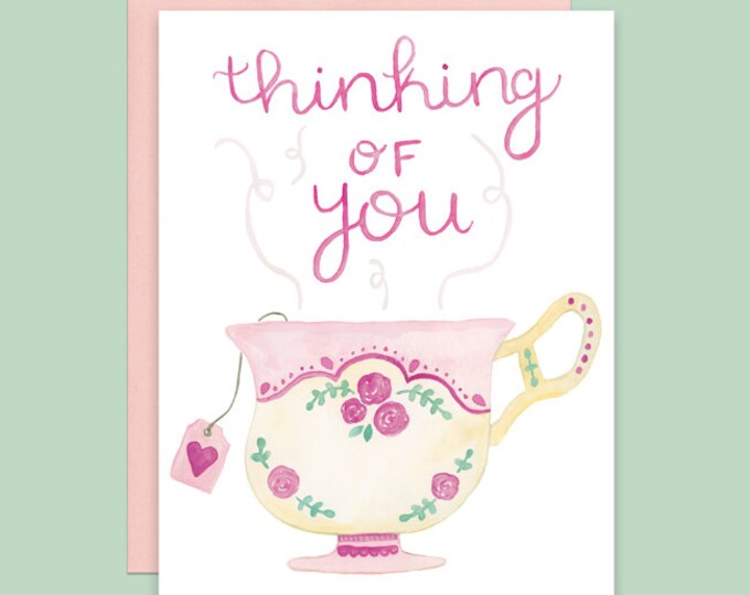 Thinking of You Card, Tea Greeting Card, Teacup Greeting Card, Sympathy ...