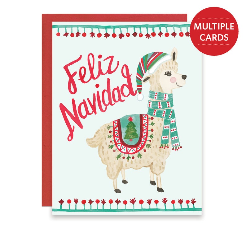 Holiday Llama Cards Feliz Navidad Cards Llama Christmas - Etsy