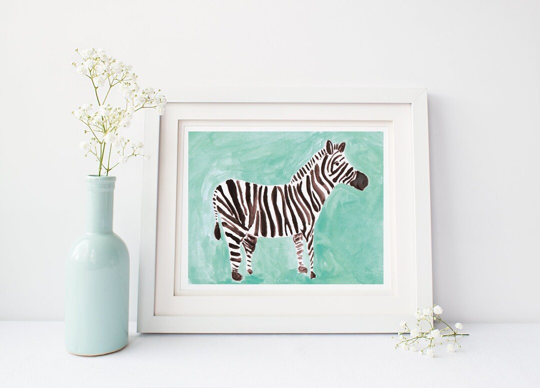 Zebra Art Print Cute Zebra Art, Kid's Room Art, Zebra Watercolor ...