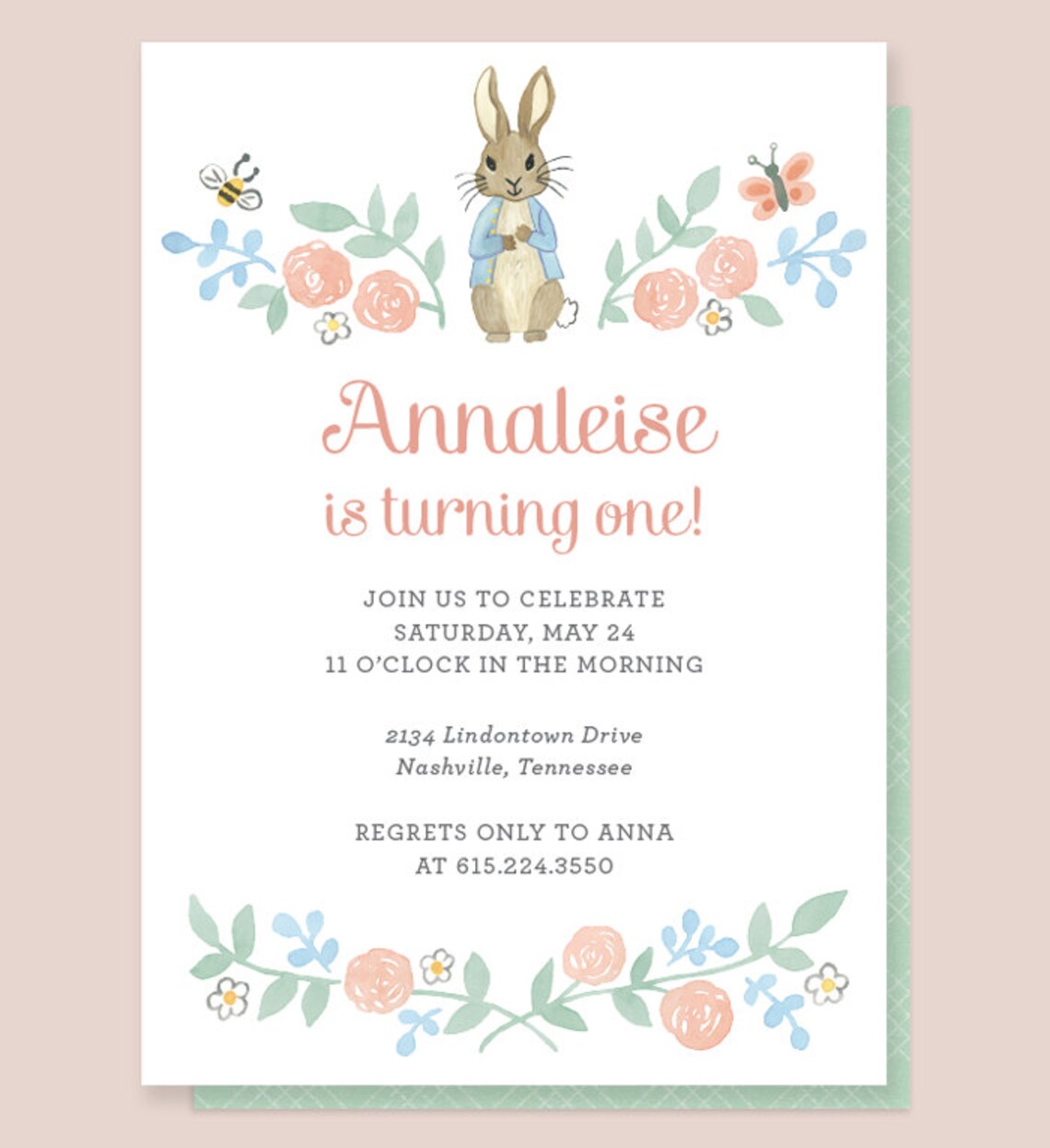 Peter Rabbit Birthday Invitation Rabbit Birthday Invite - Etsy