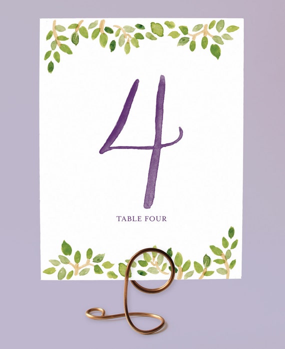 Watercolor Leaf Table Numbers Rustic Wedding Table Numbers - Etsy