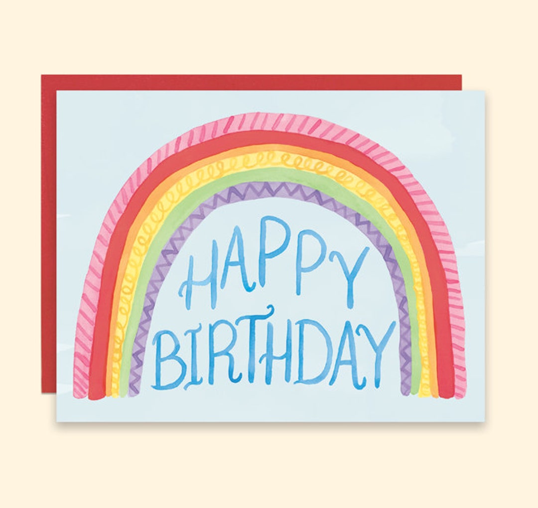 Rainbow Birthday Card Happy Birthday Rainbow Card Colorful - Etsy