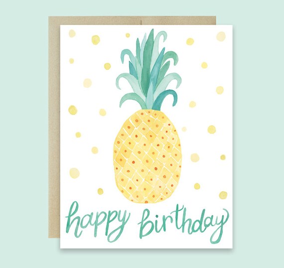 Pineapple Birthday Card Happy Birthday Card Cute Birthday | Etsy