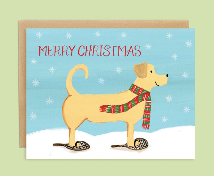 Labrador Retriever Christmas Card With Yellow Lab - Etsy