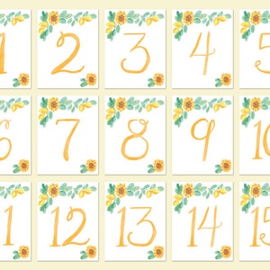 Sunflower Table Numbers Summer Wedding Table Numbers Lemon - Etsy