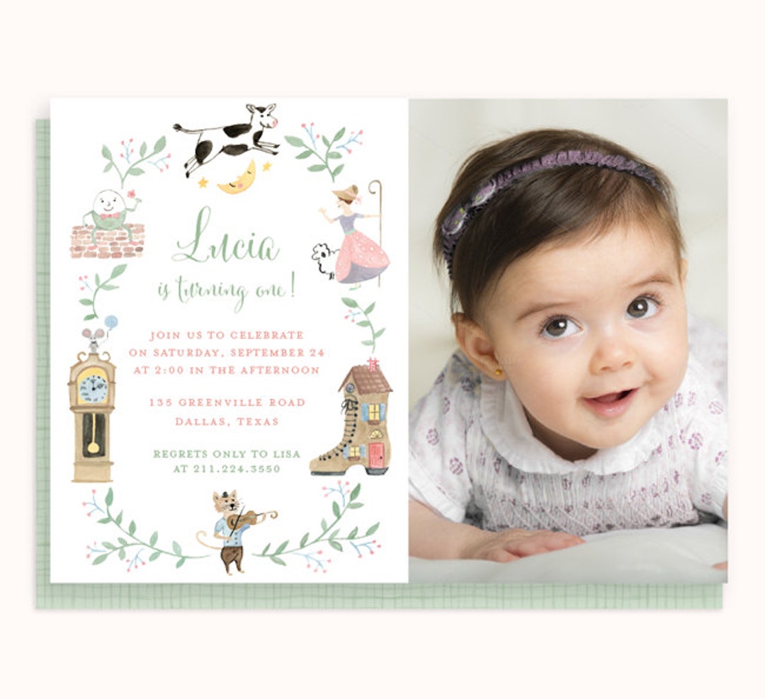 Nursery Rhyme Birthday Invitation, Mother Goose Birthday Invitation ...