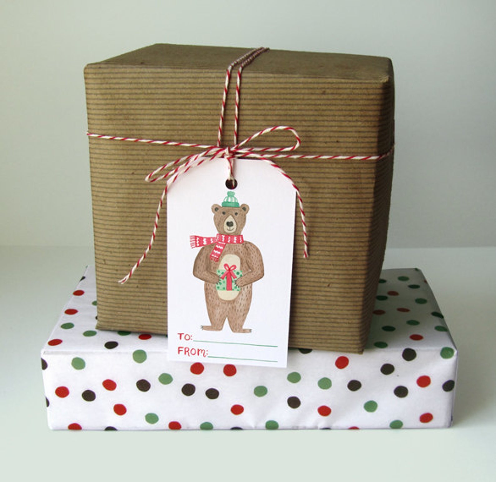 Holiday Gift Tags Set of 10 Gift Tags Bear Gift Tags Cute | Etsy