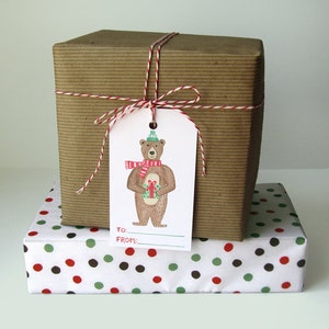 Holiday Gift Tags, Set of 10 Gift Tags, Bear Gift Tags, Cute Holiday ...