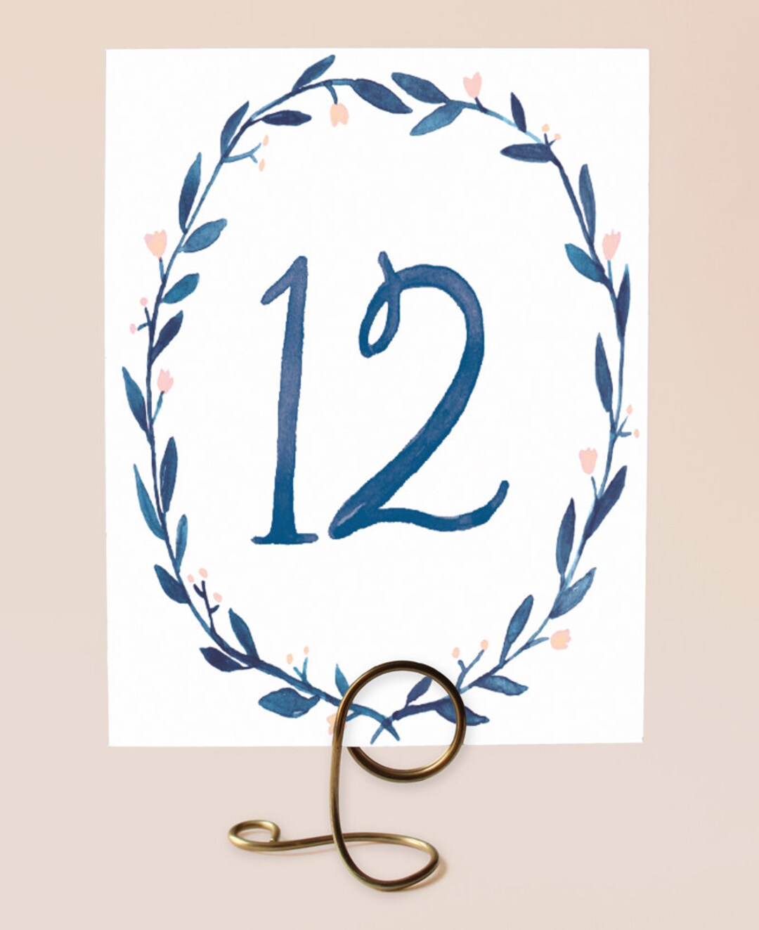 Watercolor Wreath Table Numbers Blue Wreath Table Numbers - Etsy