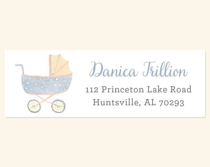 Baby Carriage Return Address Labels, Baby Shower Return Address Label, New Baby Return Address ...