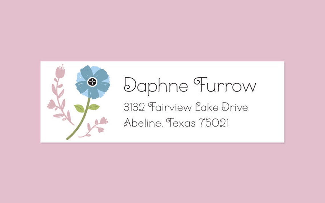Flower Return Address Label Sticker With Cute Pink Flower - Etsy