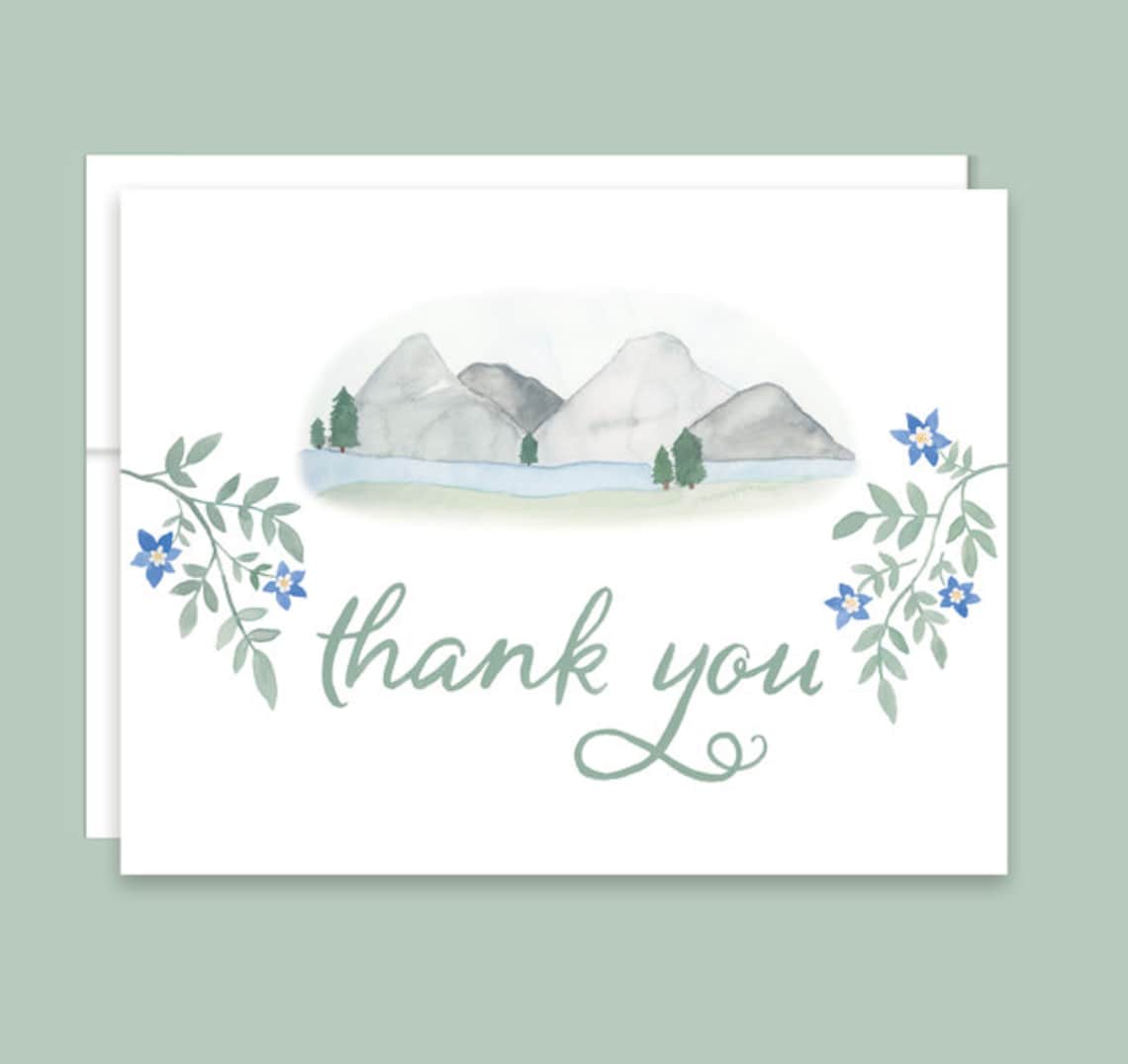 Mountain Thank You Notes Mountain Wedding Thank You Cards - Etsy