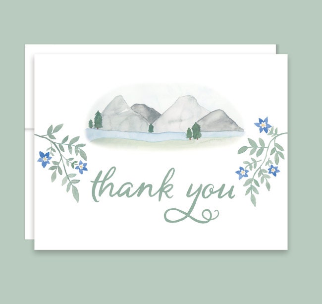 Mountain Thank You Notes Mountain Wedding Thank You Cards | Etsy