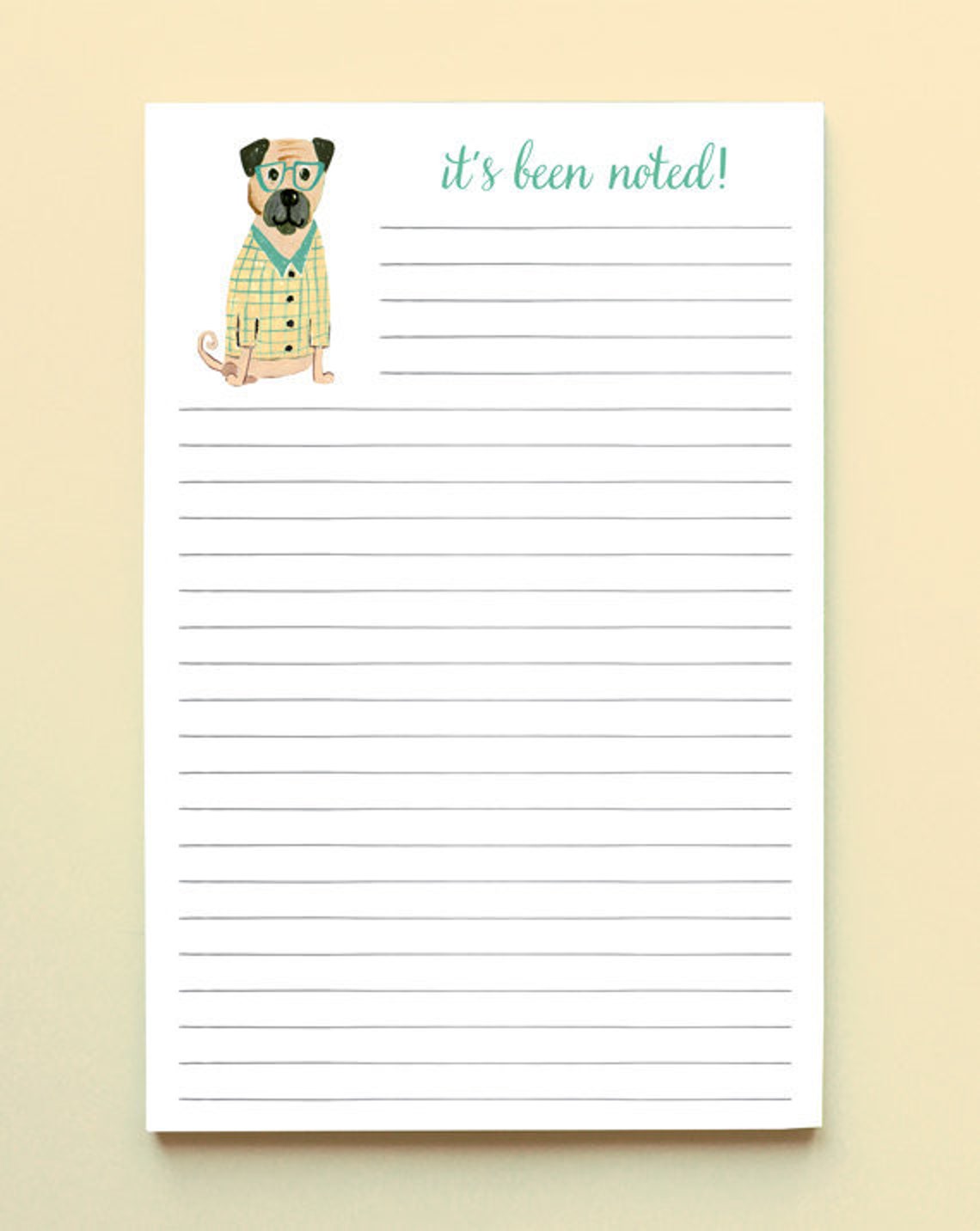 Pug Dog Notepad 50 Sheets Pug Notepad Hipster Pug List - Etsy