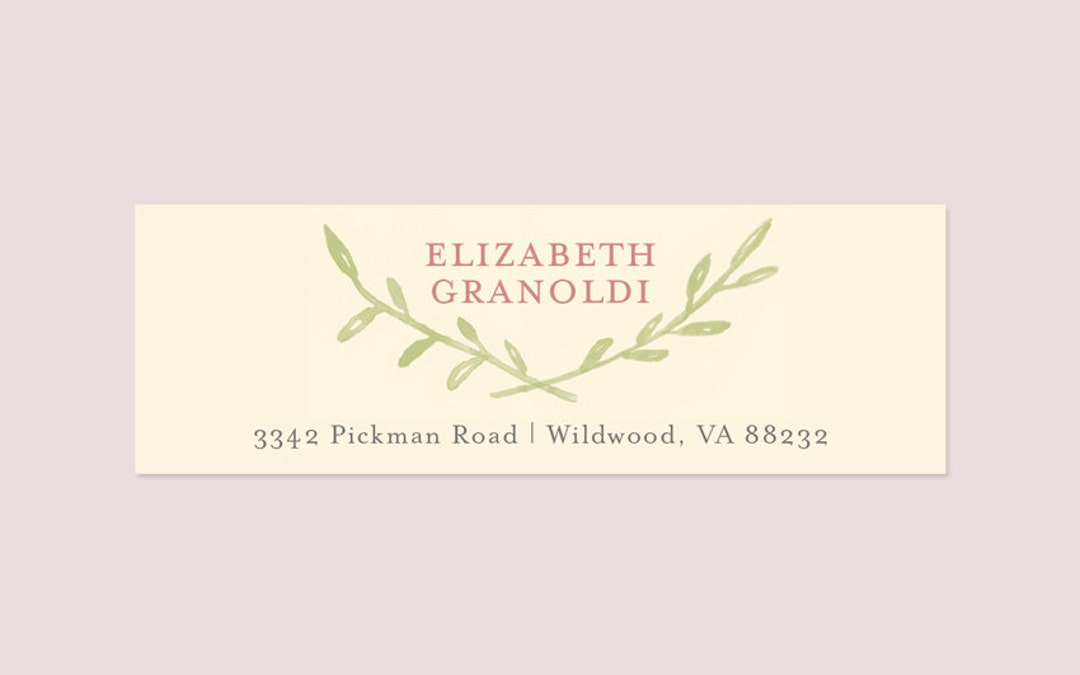 Lovely Return Address Label Sticker With Watercolor Leaf Illustration ...