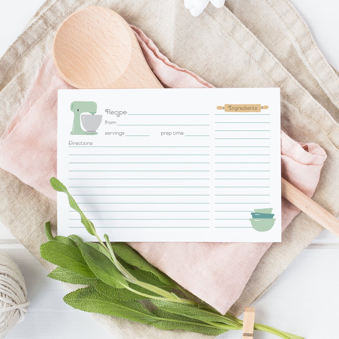 Cute Recipe Cards Vintage Mixer Recipe Card Recipe Card With - Etsy
