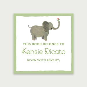 Kid's Bookplate Sticker Elephant Bookplates Baby Shower - Etsy