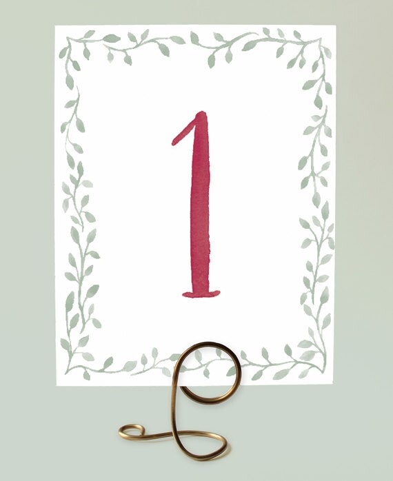 Watercolor Border Table Numbers Elegant Watercolor Table - Etsy