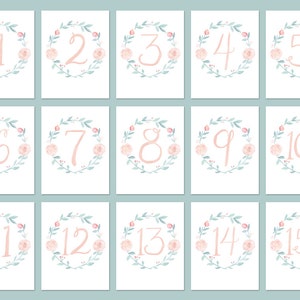 Watercolor Wreath Table Numbers Pastel Wedding Table Numbers - Etsy