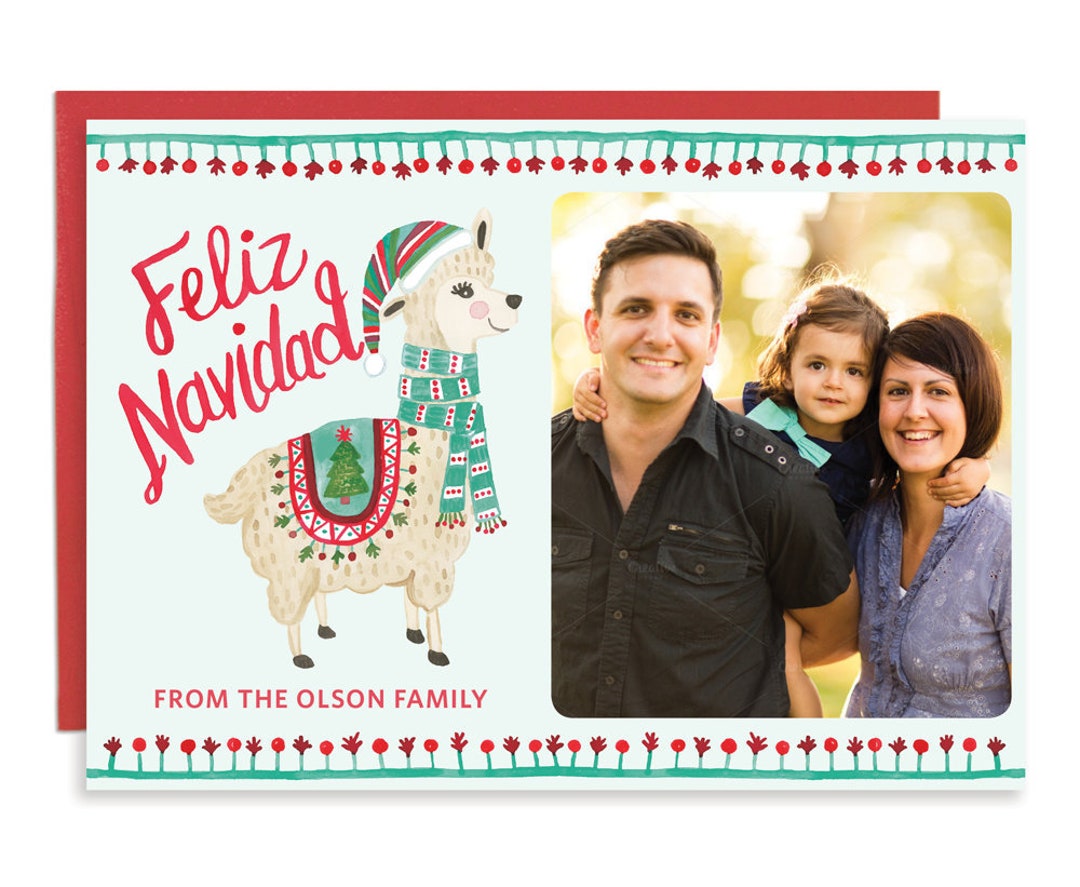 Llama Holiday Photo Cards, Feliz Navidad Llama Cards, Llama Photo Cards ...