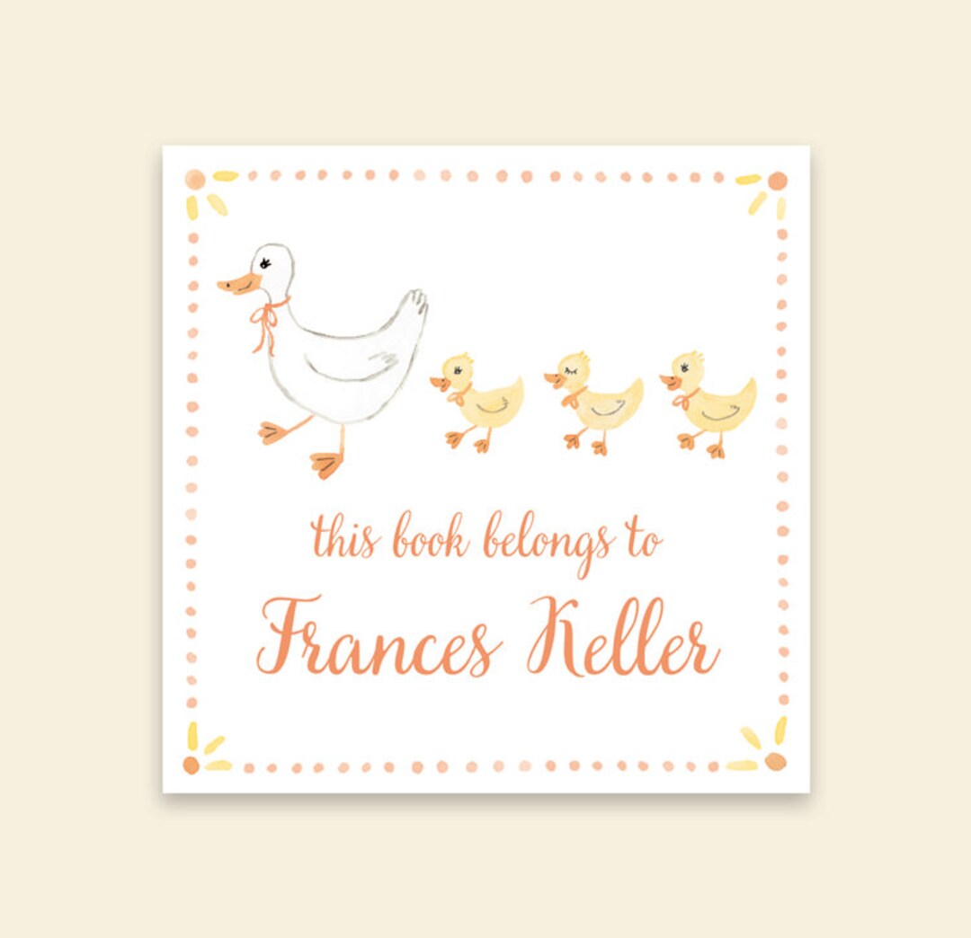 Baby Bookplate Sticker Duck Bookplate, Duckling Baby Shower Bookplate ...