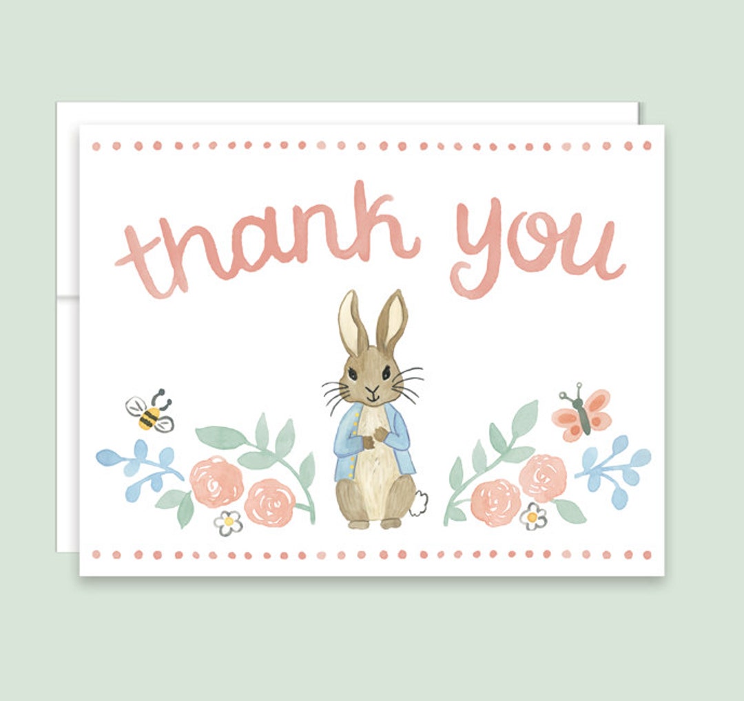 Peter Rabbit Thank You Notes Rabbit Thank You Cards, Bunny Thank You ...