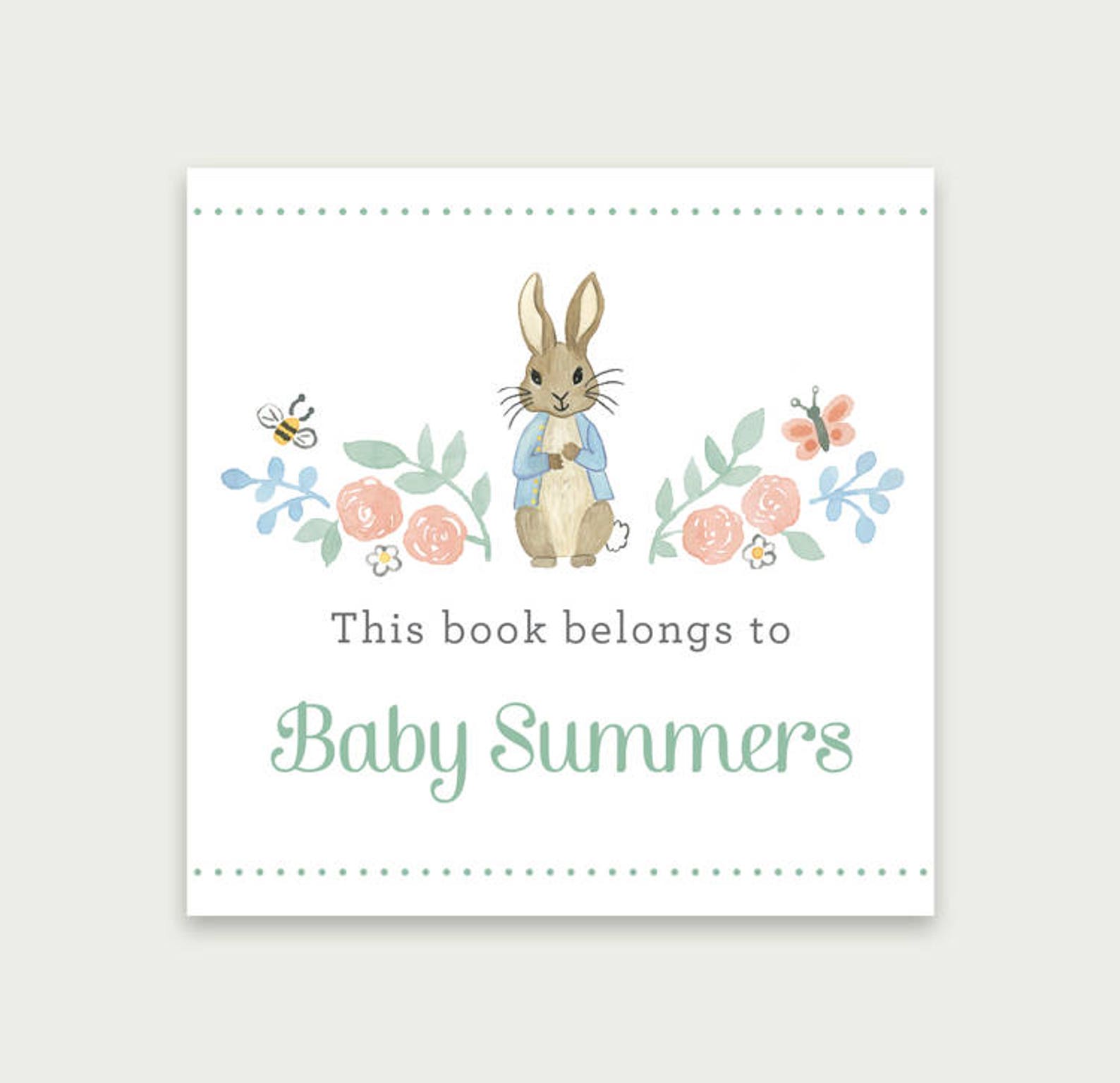 Baby Bookplate Sticker Peter Rabbit Bookplates Baby Shower - Etsy