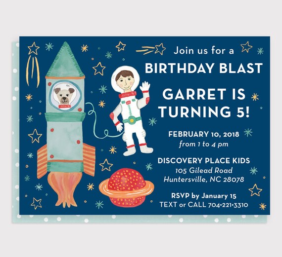 Space Birthday Invitation Rocket Birthday Invitation | Etsy