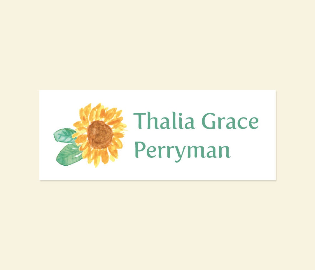 60 School Labels Sunflower School Labels Vinyl Sticker Name - Etsy