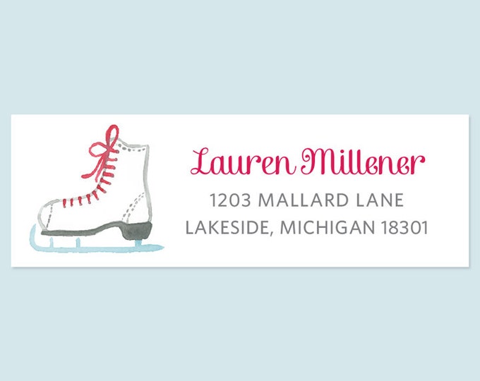Holiday Return Address Labels With Cute Ice Skate, Ice Skate Holiday ...