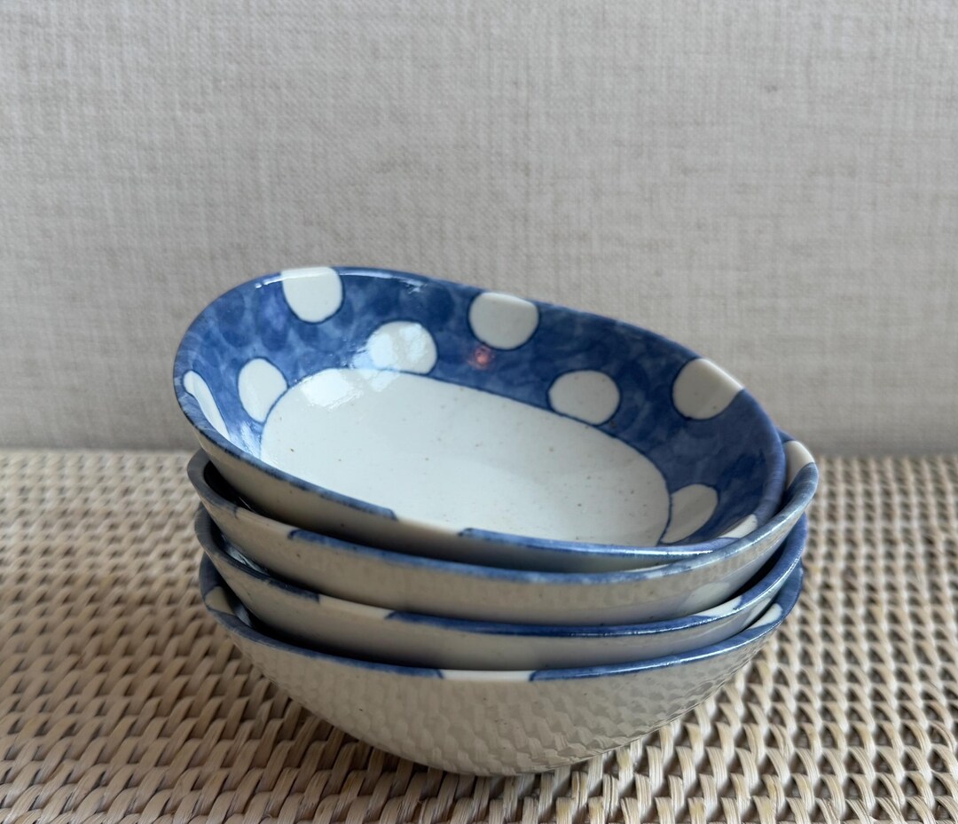 Blue Polka Dot Bowls Condiment Bowls Candy Dish Arita-ware Spotted ...