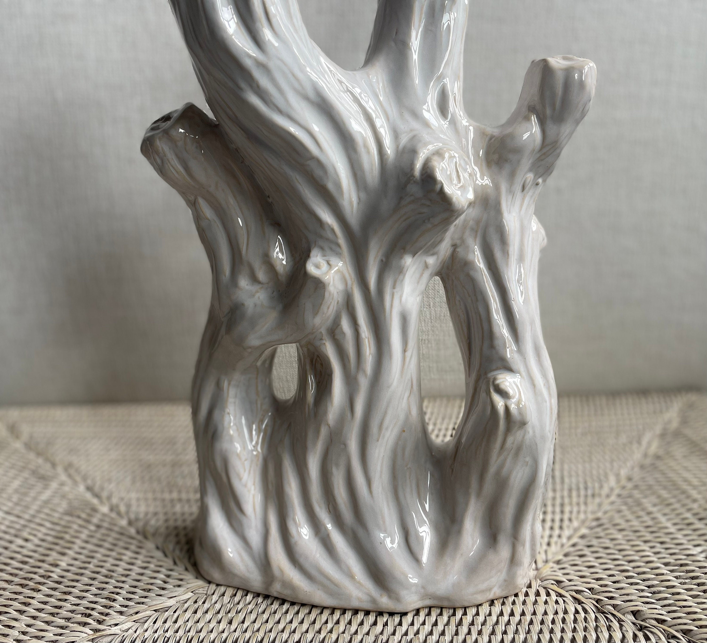 Vintage Tree Bark Vase Faux Bois Tulipiere Vase Ivory White Large Tree ...