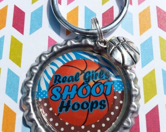 Girls Basketball Keychain or Zipperpull Real Girls Shoot - Etsy