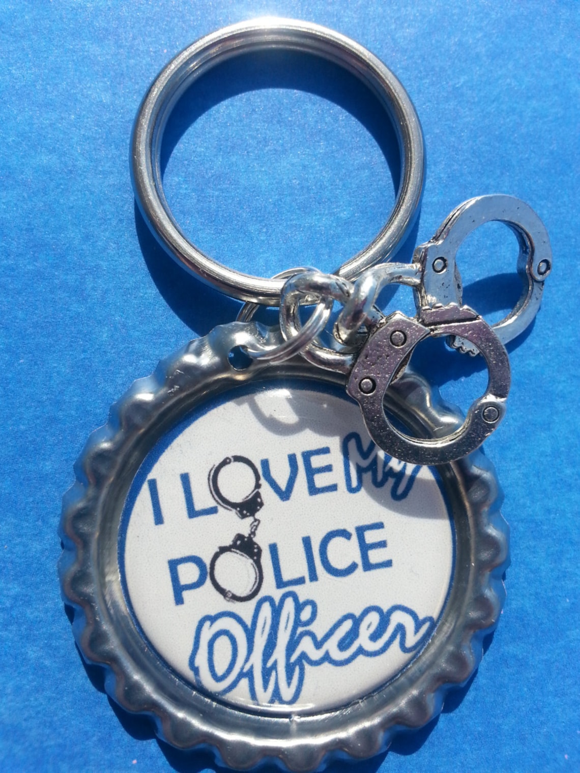 Police Officer Wife Bottle Cap Keychain or Zipperpull I Love - Etsy