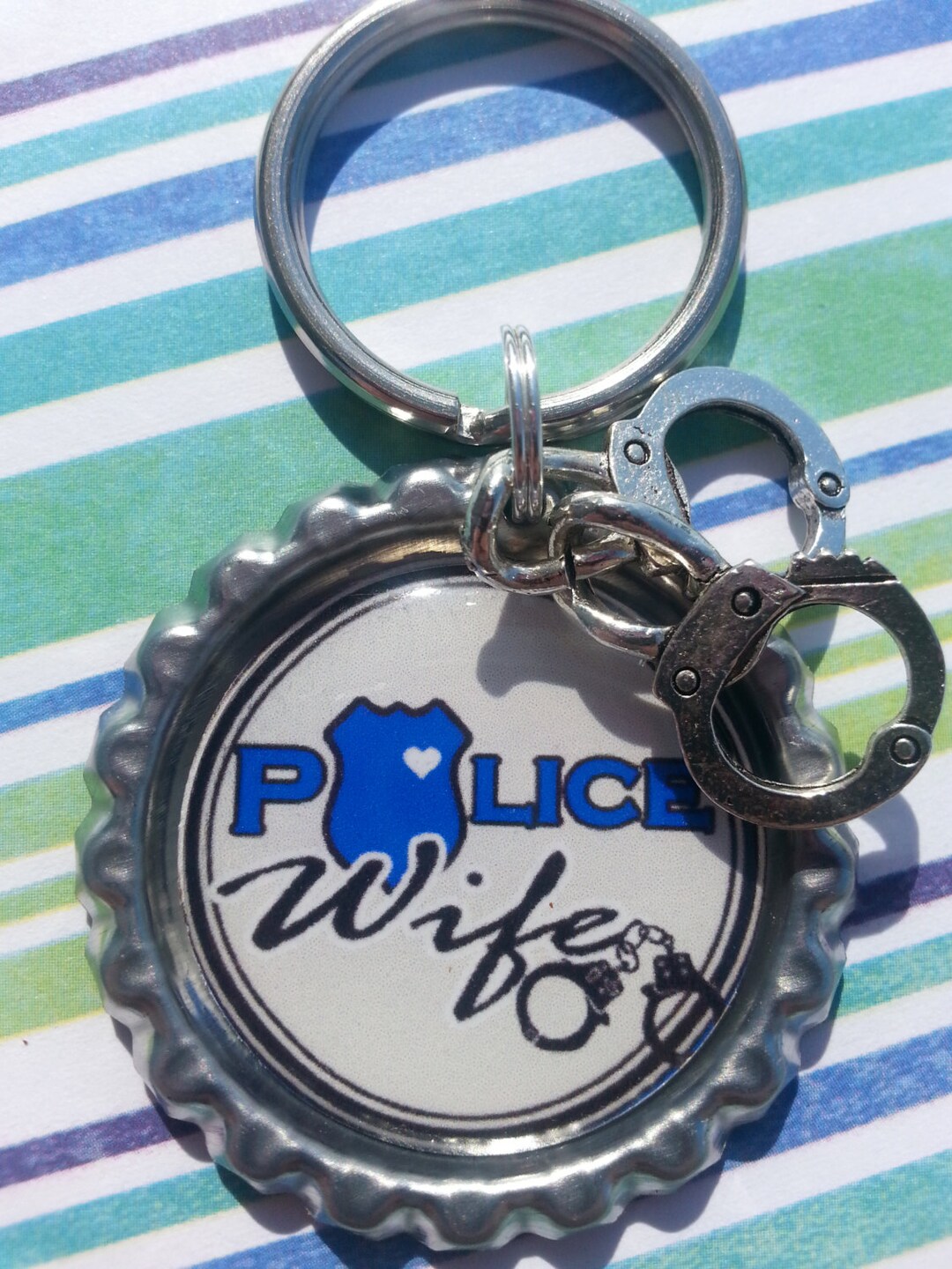 Police Officer Wife Bottle Cap Keychain or Zipperpull Police Wife - Etsy