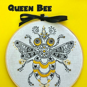 Queen Bee ~ an Original, Hand Embroidery PDF Pattern INSTANT DOWNLOAD ...