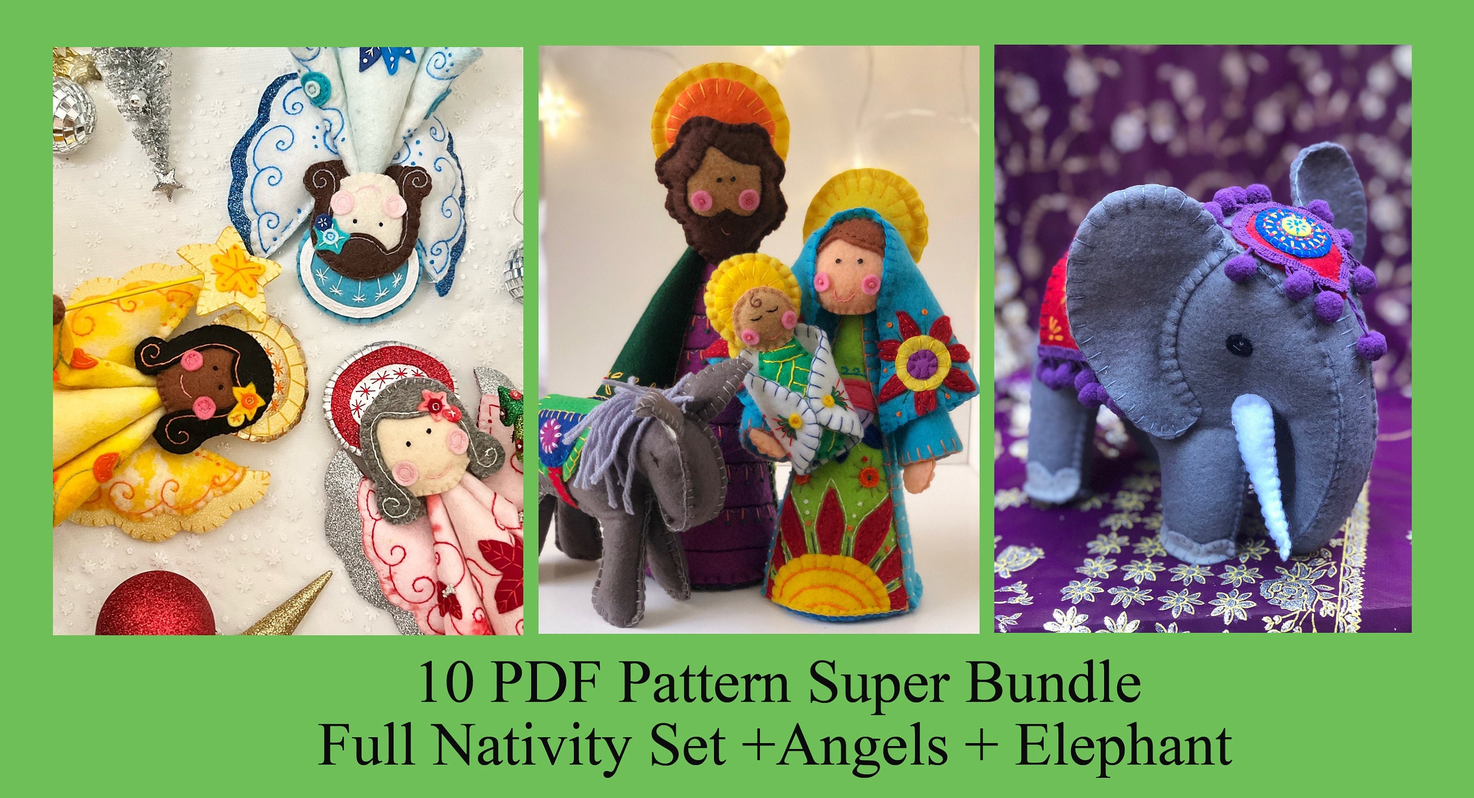 Nativity, Angels, Elephant 10 Pattern PDF Bundle ~ Full 15 Piece ...