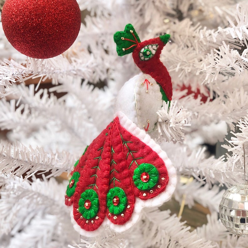 Peacock ~ a PDF Pattern for a Hand Embroidered Felt Plush Ornament ...