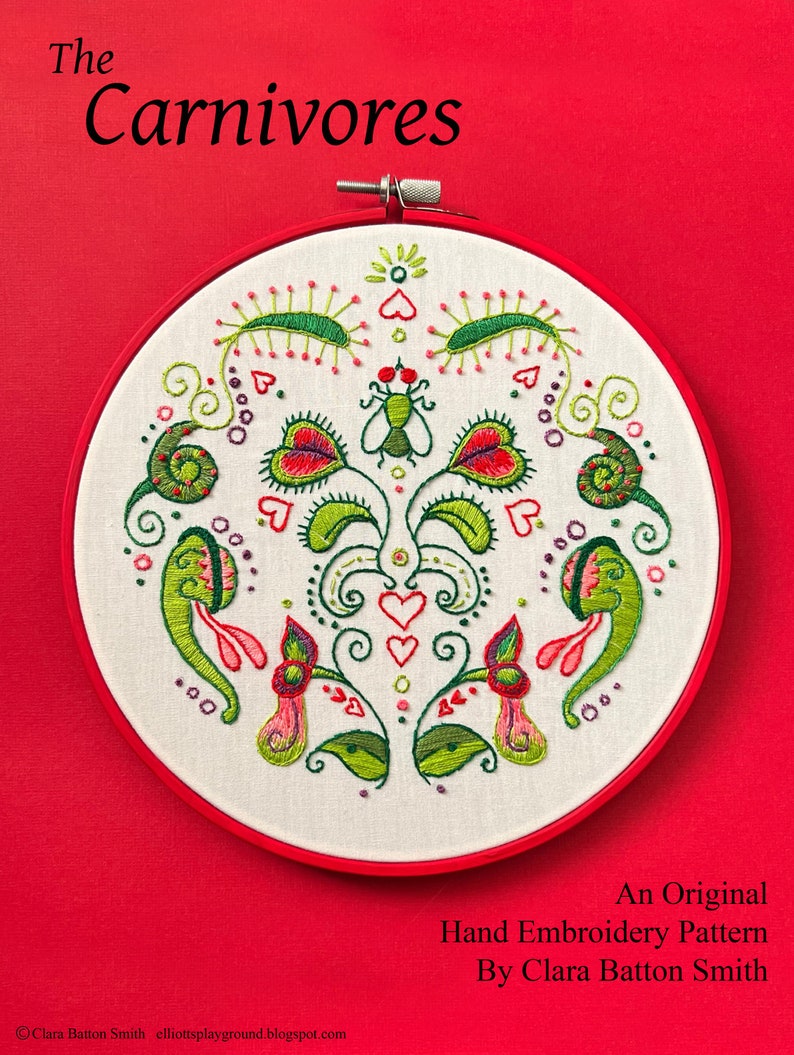 The Carnivores ~ an Original, Hand Embroidery PDF Pattern, DIY Hoop Art ...
