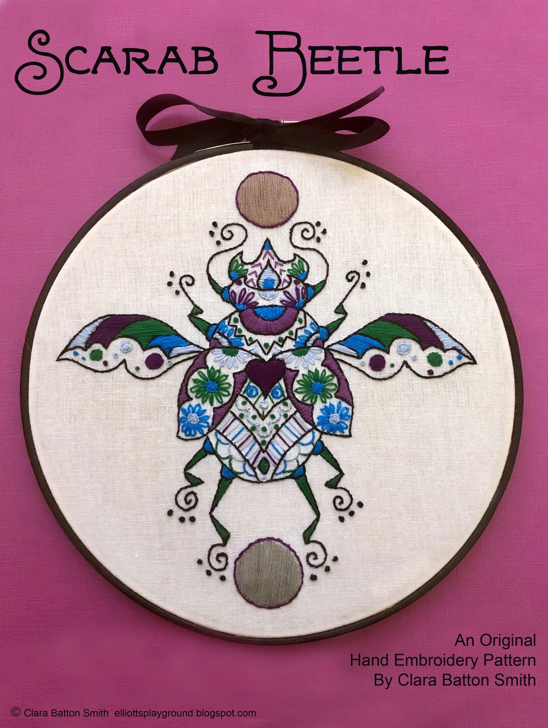 Scarab Beetle ~ an Original, Hand Embroidery PDF Pattern INSTANT ...