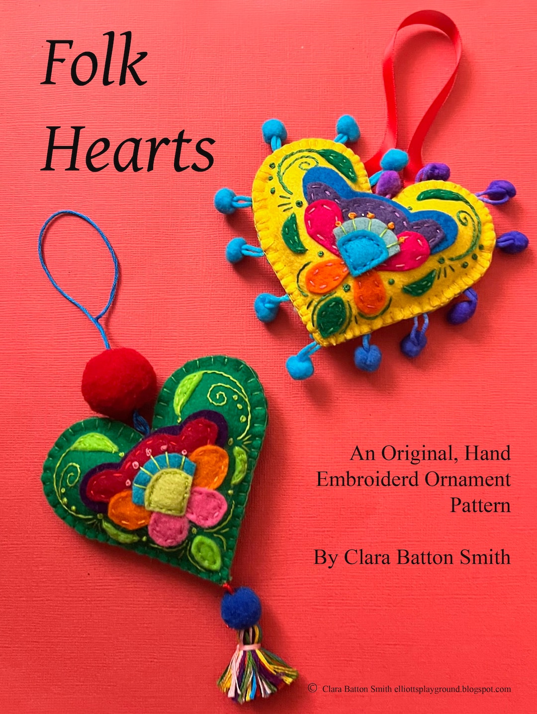 Folk Hearts ~ a PDF Pattern for a Hand Embroidered Felt Heart Ornament ...