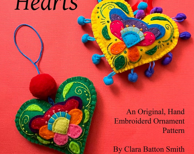 Embroidered Felt Hearts PDF Pattern, DIY Heart Ornaments, Valentine’s ...