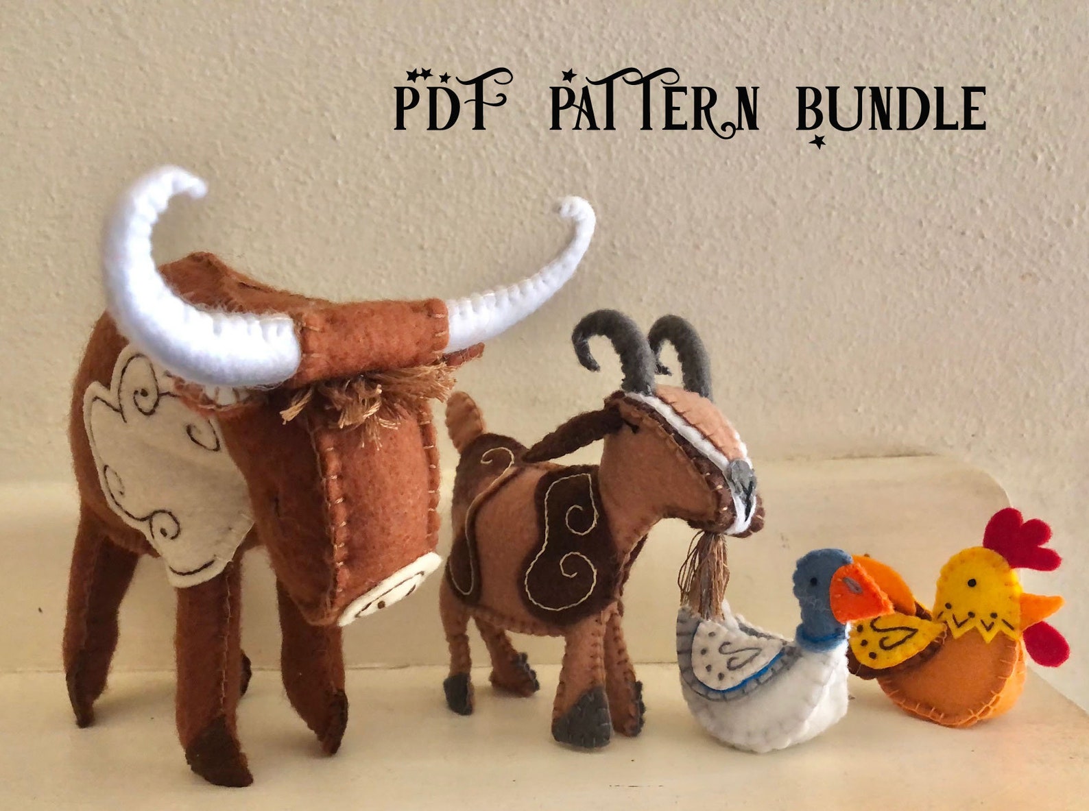 Two PDF Pattern Bundle ~ Nativity Ox, Chicken, Billy Goat and Goose ...