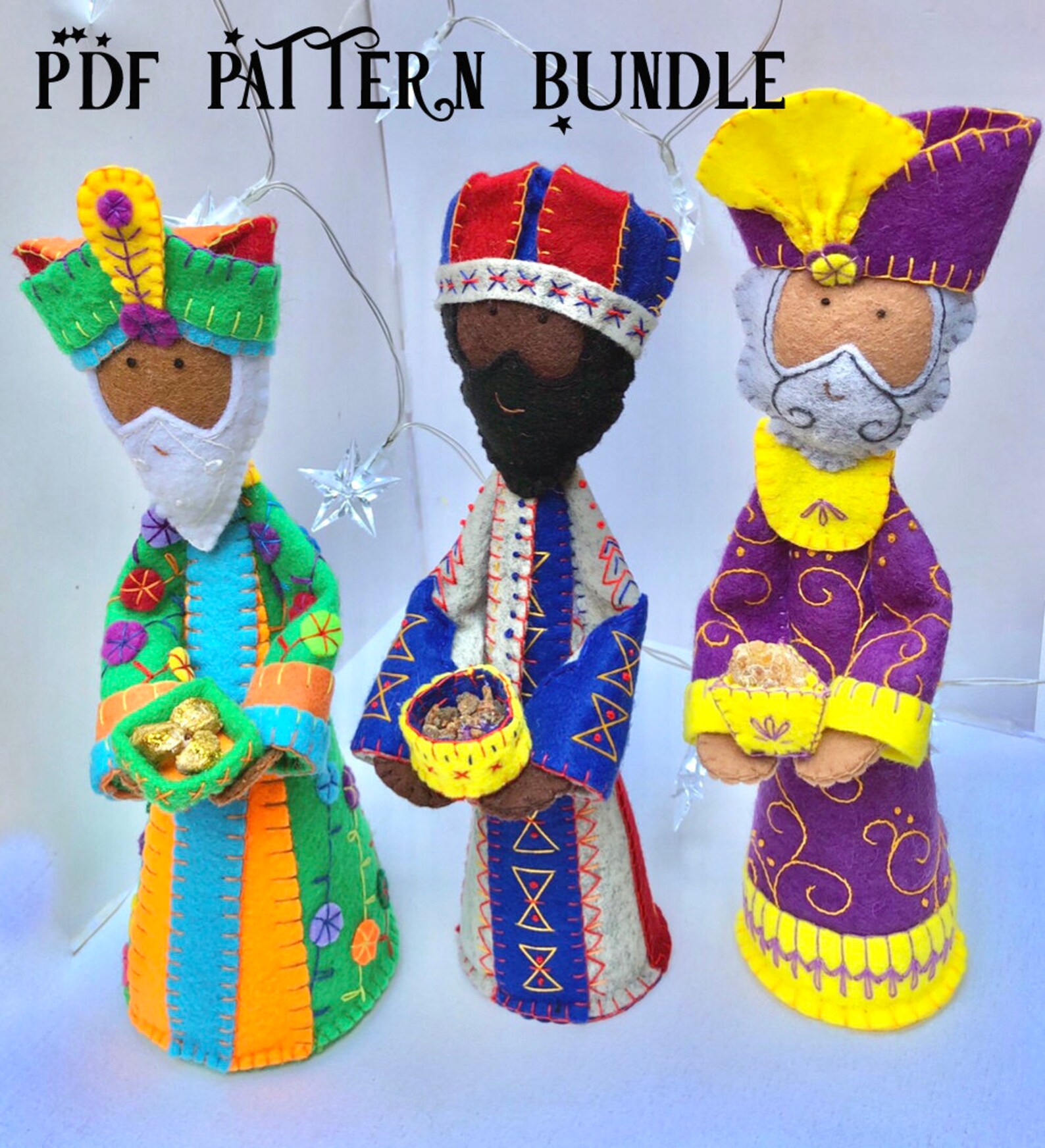4 PDF Pattern Bundle ~ Three Kings, Melchior & Camel, Balthazar, Caspar ...